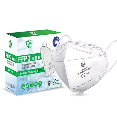 FFP3 Masks Pack of 10 With >99% Filtration Efficiency - Disposable Face Mask UK - Soft And ...