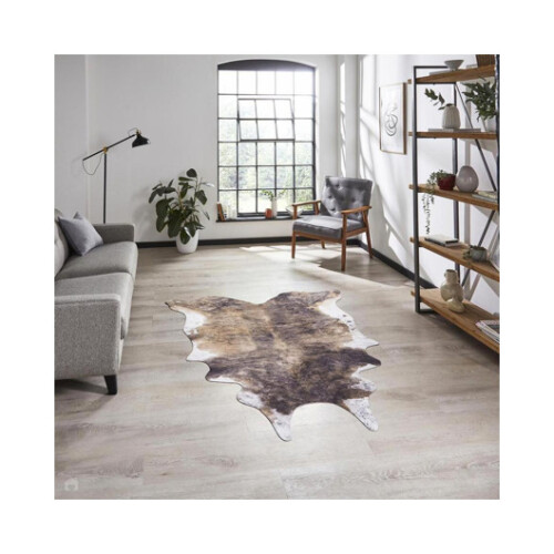 Brown Cow Print Rug- 130cm x 155cm on OnBuy