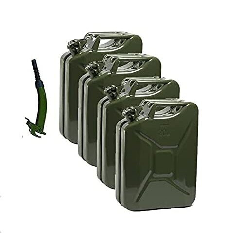 Opticare 4 x 20 Litre Green Metal Jerry Can With 1 x Spout (UN Approved ...