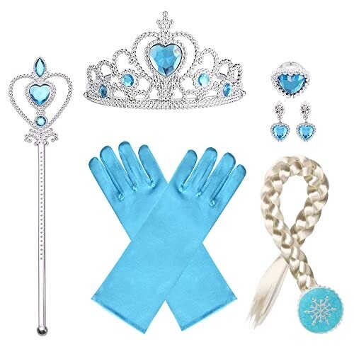 URAQT Elsa Dress Up Accessories Set, Include Elsa Crown Tiara, Fairy ...