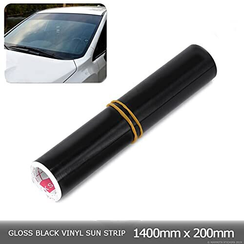 140x20cm Gloss Black Sun Strip, Universal Car Van Windscreen Sunstrip ...