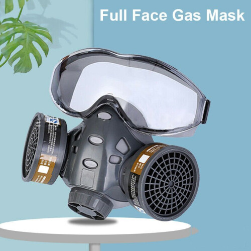 Full Face Respirator Gas Mask Double Filter Air Chemical Gas Protector ...
