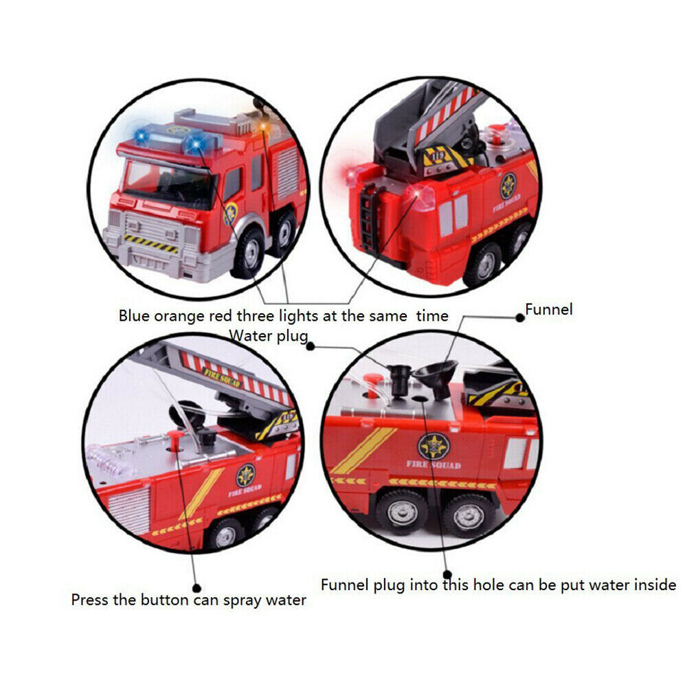 Fire Engine Truck Toy with Light & Sound, Fire Safety Cars Kids Gift on ...