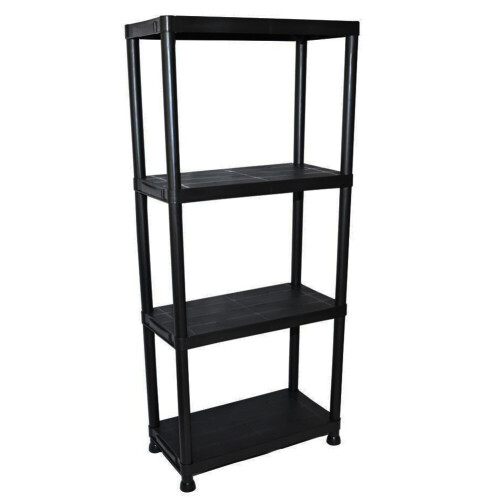 PLASTIC STORAGE SHELVES 4 TIER SHELVING HOME GARAGE ORGANISER SHELF on ...