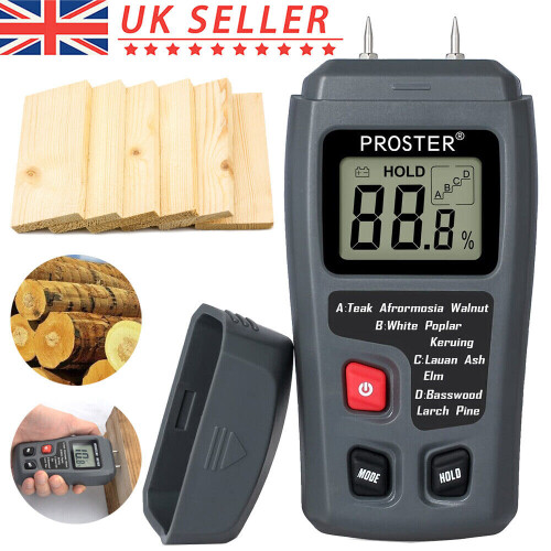 Digital Wood Moisture Meter Damp Detector Hygrometer Wood Tester Black ...