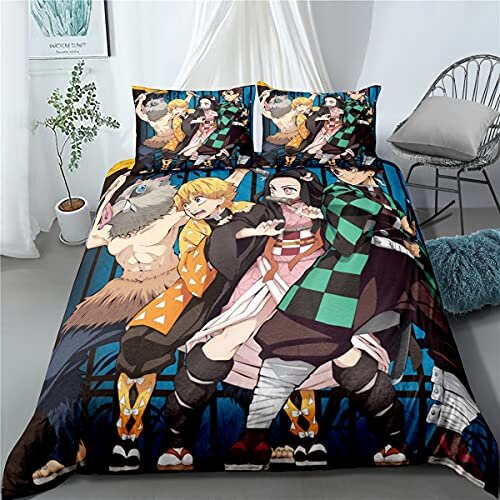 PTNQAZ Anime Demon Slayer Devil's Blade Duvet Cover Set Pillow Case ...
