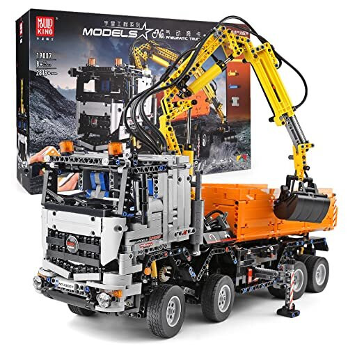 Mould King 19007 Technic crane truck model, 2819 parts, remote control ...