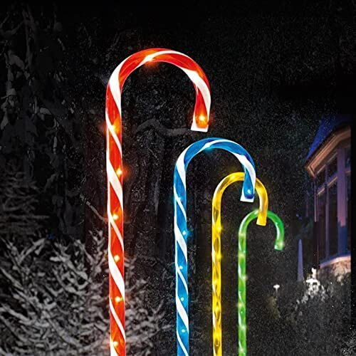 Set of Four Premier 62cm LED Acrylic Candy Canes with 40 Lights ...