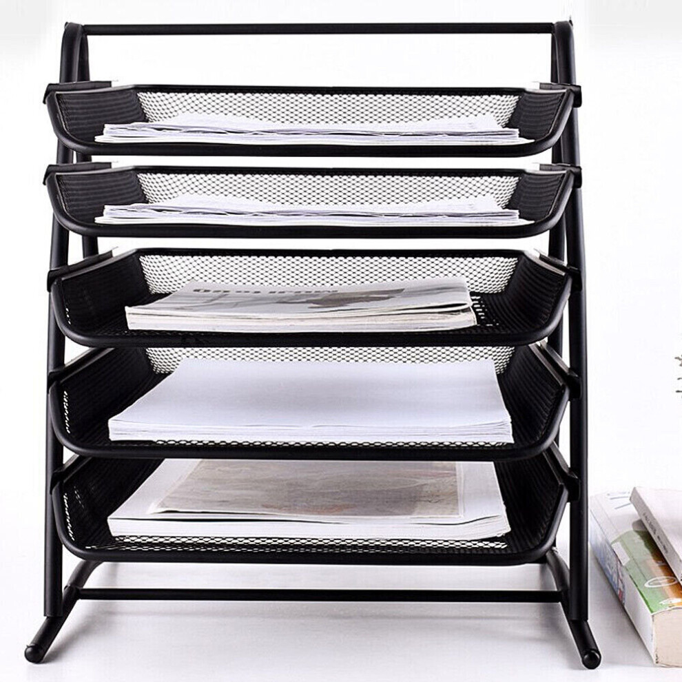 5 Tier Office Filing Trays Holder A4 Document Letter Paper Wire Mesh on ...