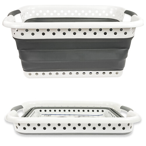67L Large Collapsible Fold Able Laundry Basket Pop Up Clothing Washing ...