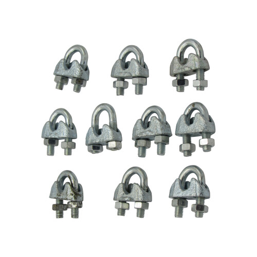 3MM Wire Rope Grips x10 - DIN741 Galvanised Cable Clamp Bulldog Clip on ...