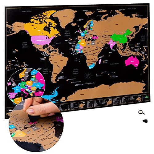 World Map Travel Gift | A3 Scratch Off Map | Map of the World Poster ...