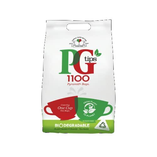 PG tips One Cup Biodegradable Pyramid Everyday Tea Bags Bulk Pack Of 1100 Teabags for Catering ...