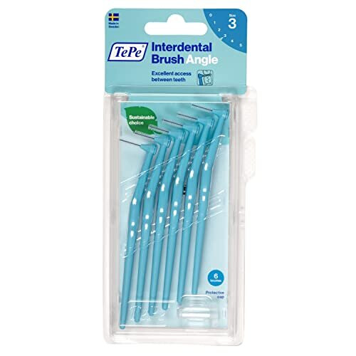 TePe Angle Blue Interdental Brushes (0.6mm - Size 3) - Easy and simple ...