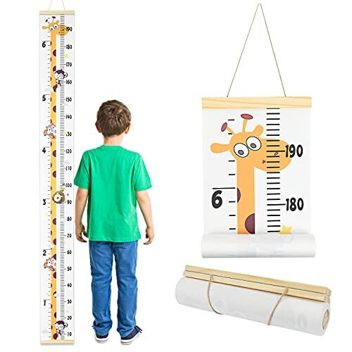 Height Charts for Kids, 200 * 20cm Canvas Wall Hanging Kids Growth ...