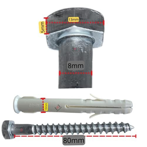 Inbrackets Value M8 x 80mm Masonry Brick Wall Fixing Screw Bolts with ...