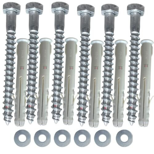 Inbrackets Value M8 x 80mm Masonry Brick Wall Fixing Screw Bolts with Plugs & Washers HEAVY DUTY ...