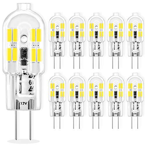 G4 LED Light Bulbs 2W Equivalent to 20W G4 Halogen 12V AC/DC, Cool White 6000K, G4 Pin Base, No ...