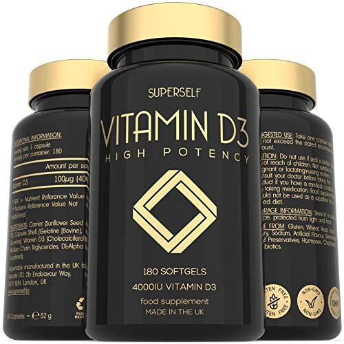 Vitamin D3 4000 IU - Vitamin D Tablets High Strength - 180 Softgel ...