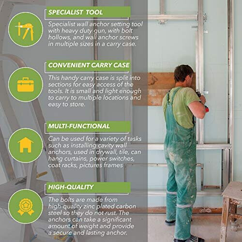 BLOSTM 72pc Hollow Wall Fixings - Heavy Duty Plasterboard Fixings ...