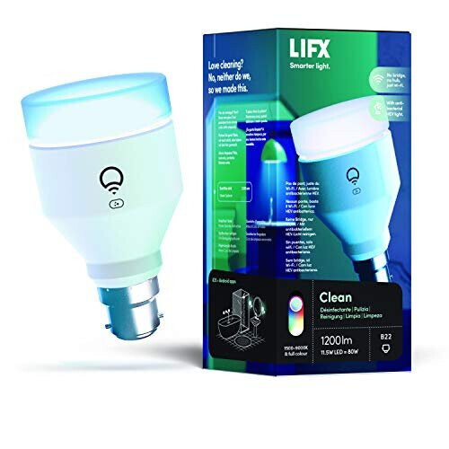 LIFX Clean A60 1200 Lumens [B22 Bayonet Cap], Full Colour with ...