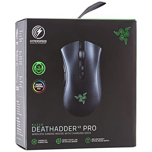 Razer DeathAdder V2 Pro with Charging Dock- Ergonomic Wireless Gaming Mouse (HyperSpeed Wireless ...