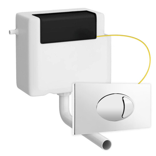 Dual Flush Concealed Toilet Cistern WC, Pipe & Cable Chrome Push Button ...
