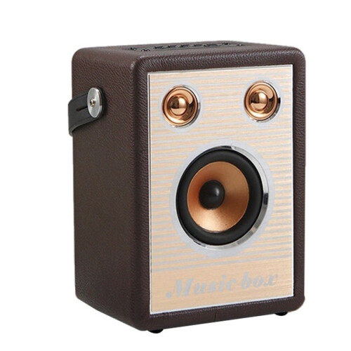 (Brown) Retro Wooden Sound Box Wireless Bluetooth 5.0 Speaker Portable ...