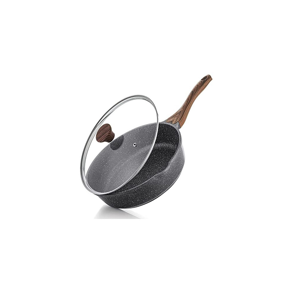 Sensarte Nonstick Deep Frying Pan Skillet 10 inch Saute Pan with Lid Stay cool Handle Chef Pan Healthy Stone Cookware Cooking Pan Induction on OnBuy