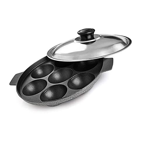 SRIYUG Non-Stick Appam Pan with Stainless Steel Lid Appachetty Appam ...