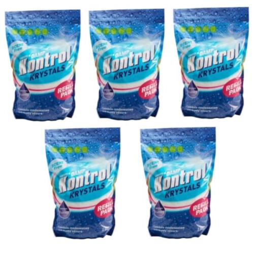 5x 2.5Kg Kontrol Refill Damp Moisture Trap Absorber Crystals Easy Pour ...