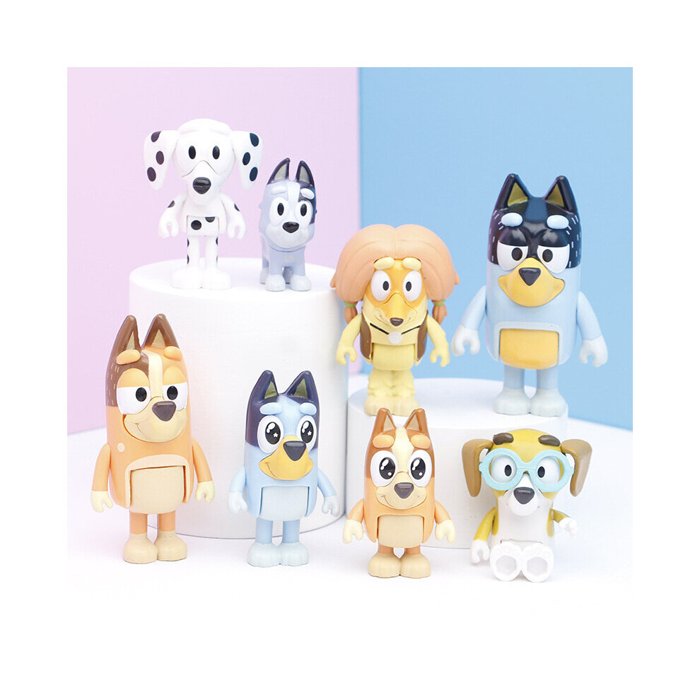 8pcs Cartoon Animation Bluey Movable Dolls PVC Toys Action Collection ...
