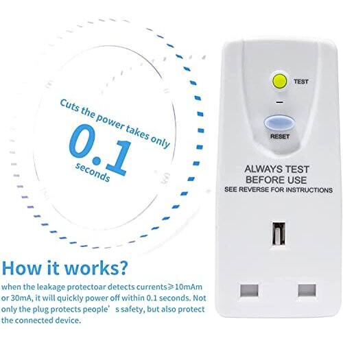 OAONAN RCD Plug Safety RCD Adaptor, Lifetime Warranty, UK British ...