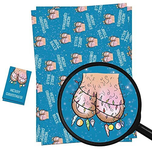 Christmas Wrapping Paper Sheets + Gift Tags (Pack 2) Funny Rude Novelty ...