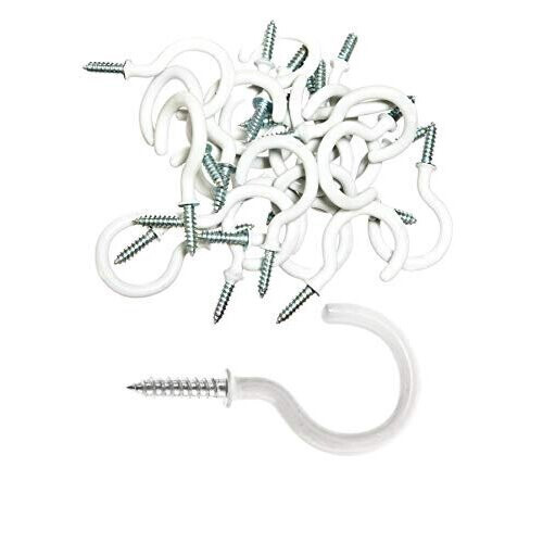 25 x PVC-Coated 32mm (1-1/4”in) Cup Hooks – Wall Ceiling Plastic ...