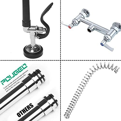 Commercial Pre-Rinse Spray Tap POUGEO Twin Lever 8" Bridge Deck Mounted ...