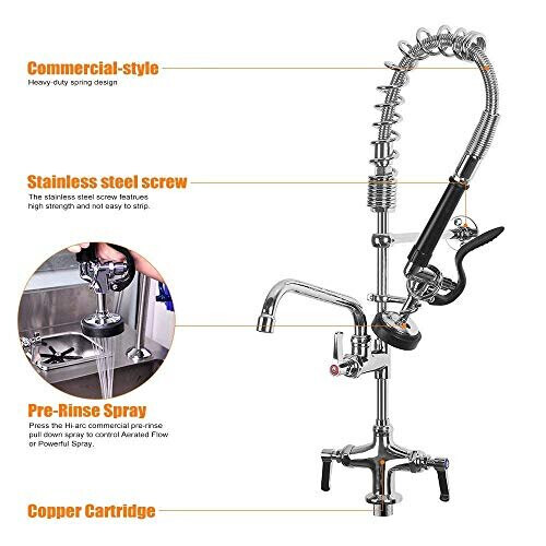 Commercial Kitchen Pre-Rinse Spray Tap POUGEO Pedestal Mini High ...