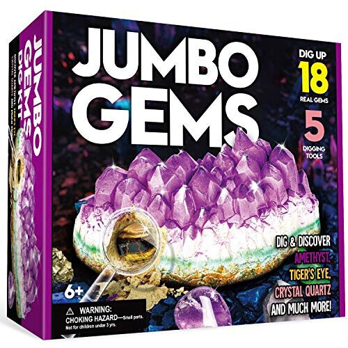 Jumbo Gem Dig Kit - Dig Up 18 Real Gemstones for Kids - Rocks and ...