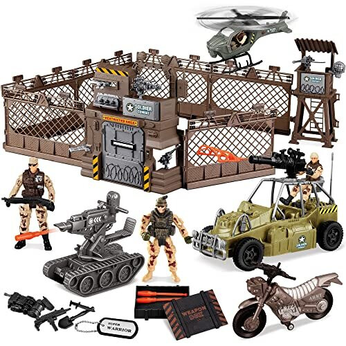 JOYIN Military Base Toys Set Including Military Base Military Vehicles Army Men Action Figures and Weapon Gear Accessories Military Combat Toys on OnBuy