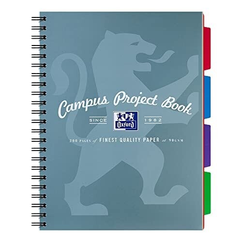 Oxford Campus, A4 Project Book, A4 Notebook Lined with Dividers ...