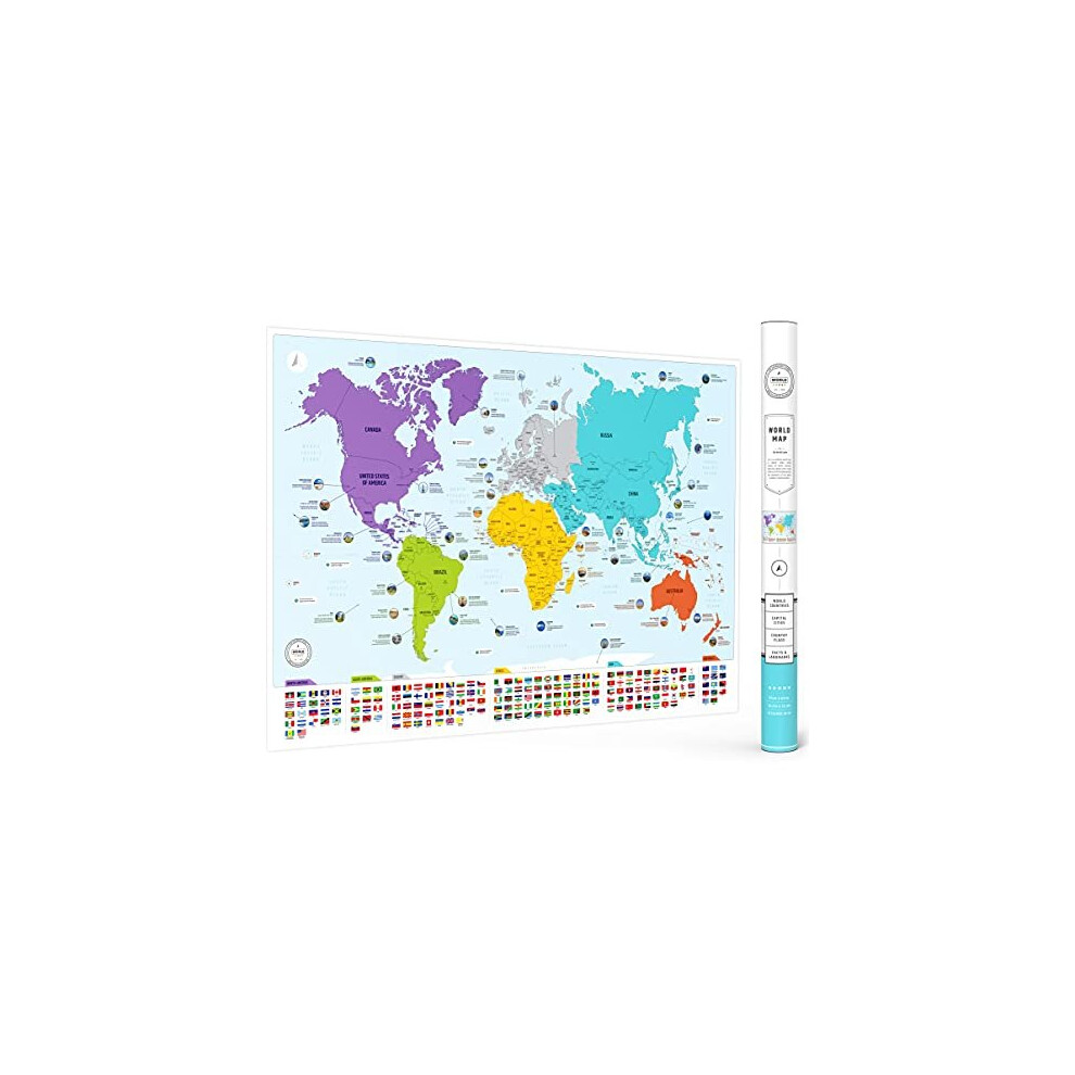 XL World Map with Flags - 66 x 96 cm Easy to Frame Wall Art Poster ...
