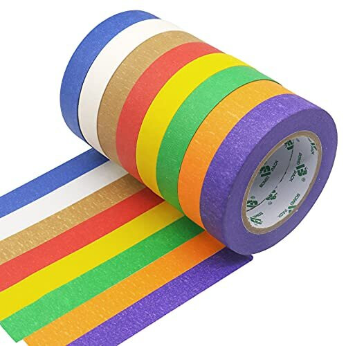 BOMEI PACK Rainbow Color Painters Making Tape 8 Pack 24mm x 50m DIY ...