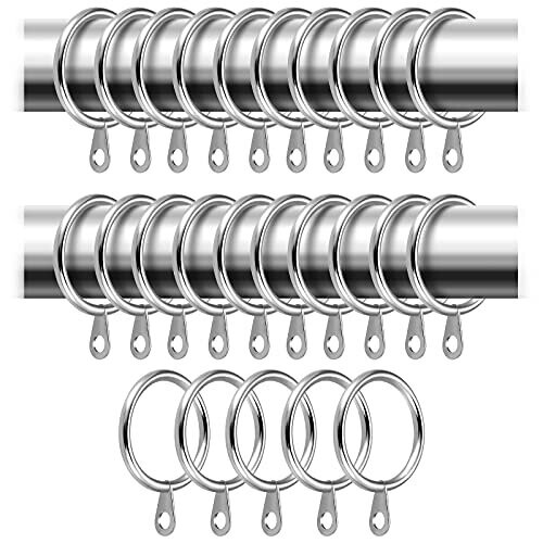 24 Pack Metal Curtain Rings, 30mm Internal Diameter Eyelets For Curtain ...