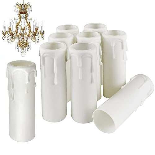 Prmape 20 Pcs Candle Drip Sleeve Tubes, White Chandelier Socket Cover ...