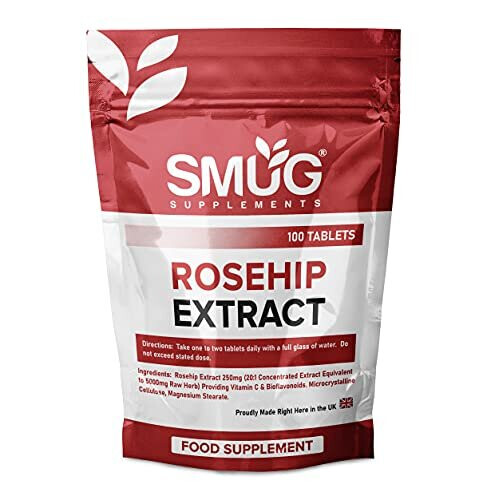 Rosehip Tablets by SMUG Supplements - 100 Tablets - High Strength ...