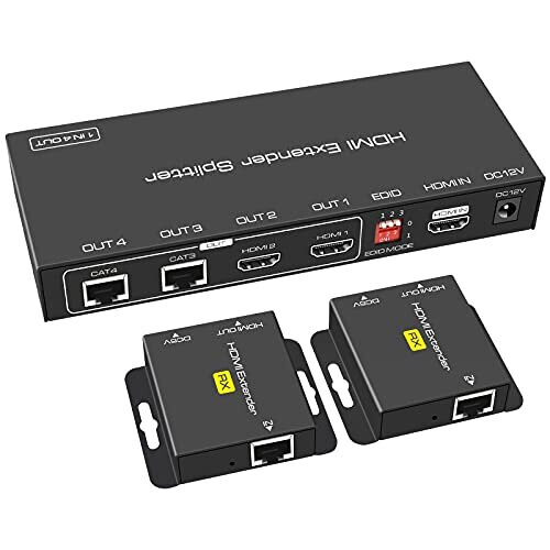 Vedindust Hdmi Extender Splitter 1 In 2 Out Extending 165ft 50m Length Transmission Over Cat5e