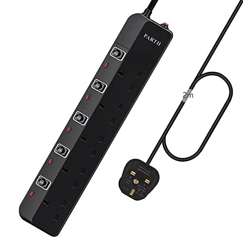PARTH Surge Protected Extension Lead - 5 Gang Socket Plug Extension ...