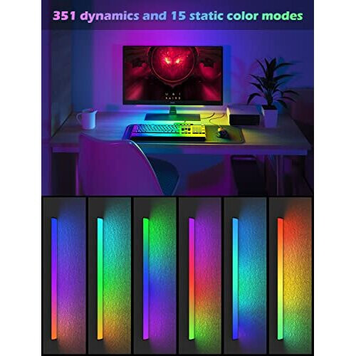Ferswe RGBIC Under Monitor Light Bar, Dream Color Gaming Light Bar with ...