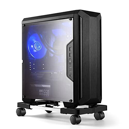Desktop Computer Stand Adjustable Computer Tower Stand - 2-Tier Rolling ...