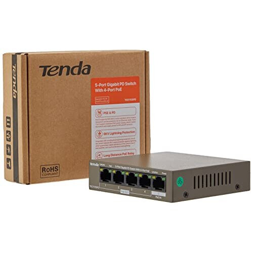 Tenda 5-Port PoE Gigabit Switch working no need Power Adapter, Network ...